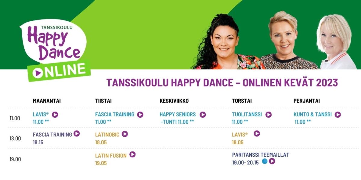 Online tanssitunnit & tanssikurssit - Tanssikoulu Happy Dance